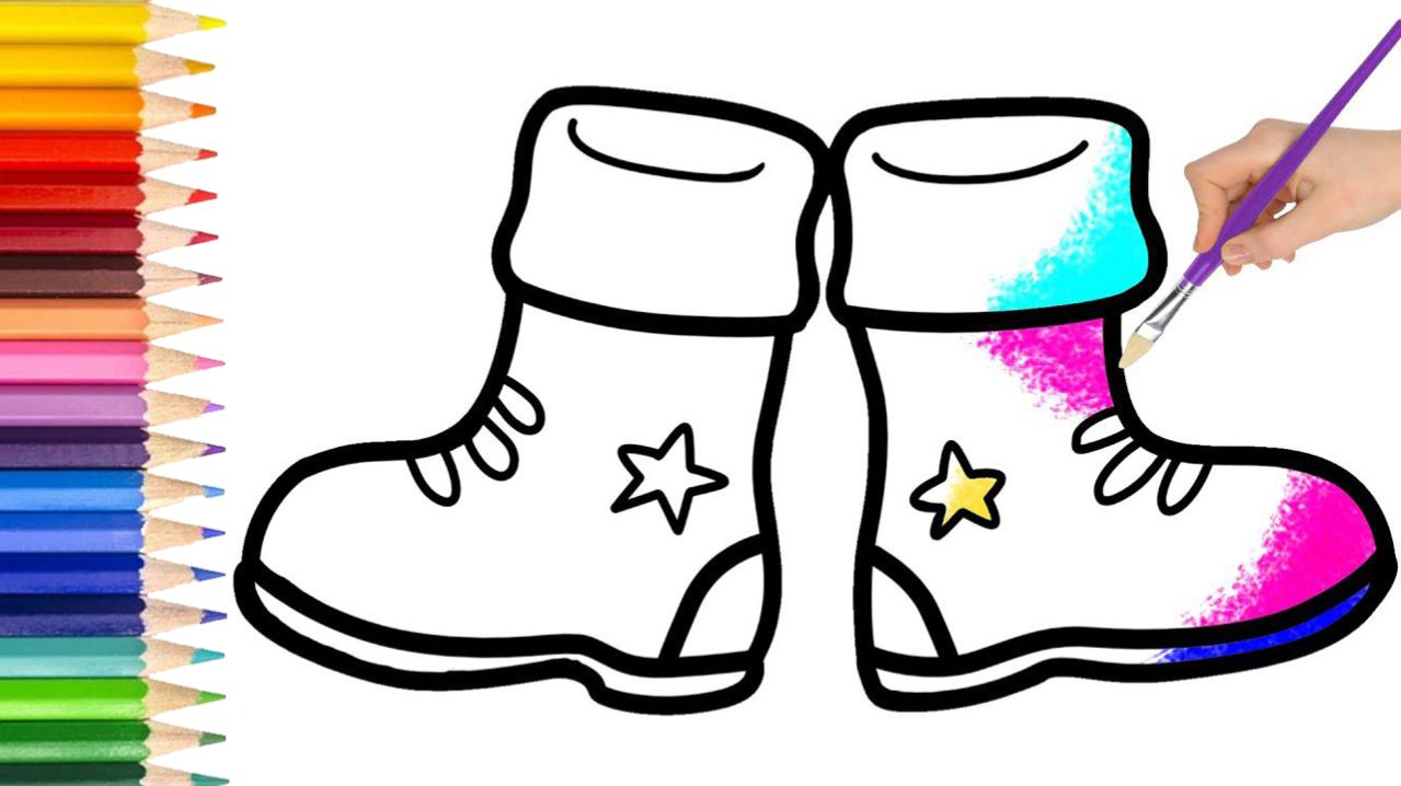 мультик для детей-Как нарисовать САПОГИ для детей/Рисование САПОГИ для детей