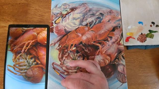 Картина маслом _ раки.