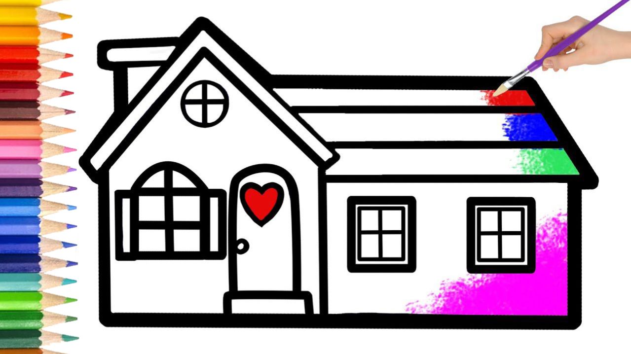 Мультик для детей - Как нарисовать ДОМ для детей/Рисование ДОМА для детей