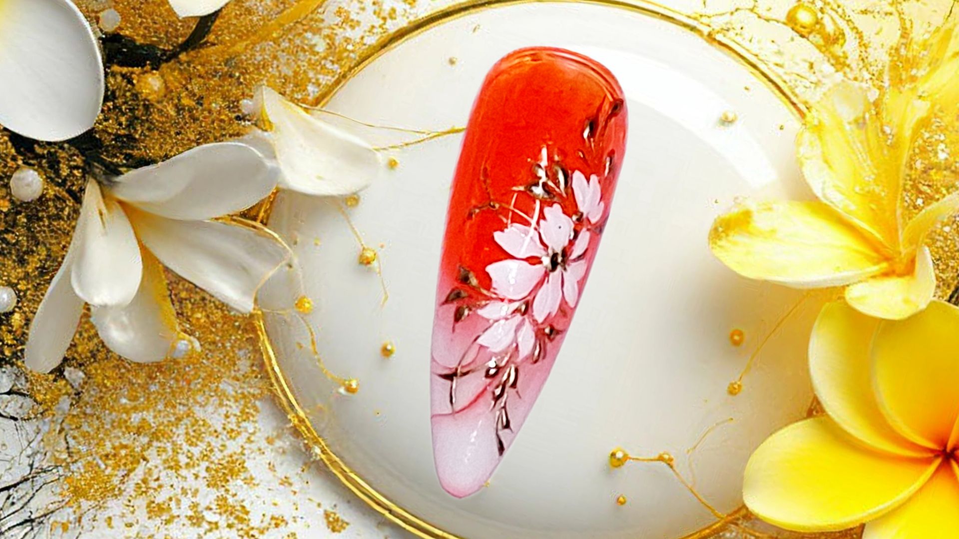 Яркий сочный весенний маникюр.  МК