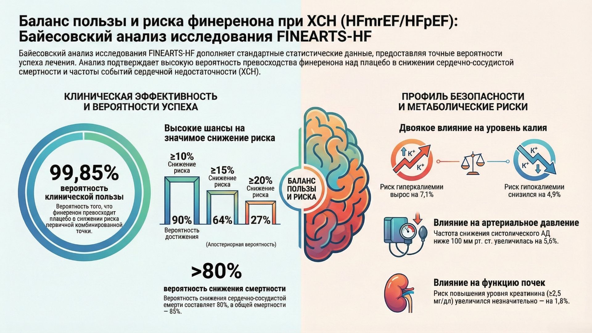 Терапевтический профиль финеренона при ХСН с умеренно сниженной и сохраненной фракцией выброса