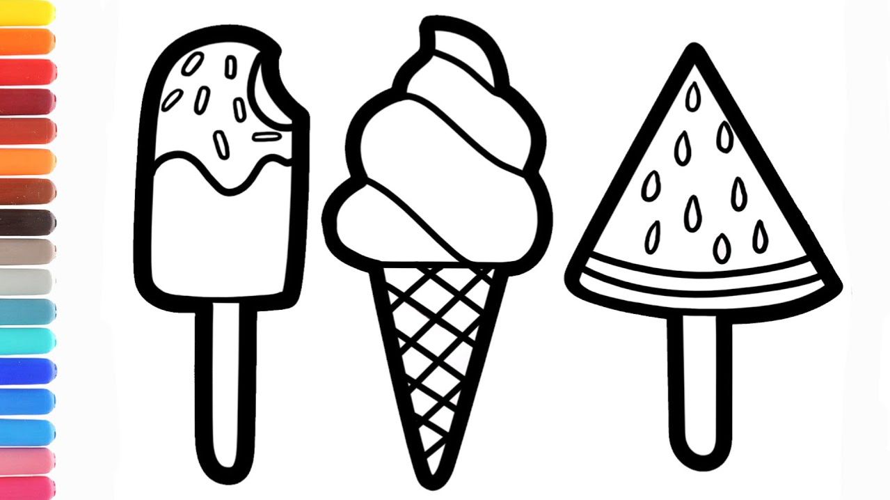 Мультик для детей- Как нарисовать МОРОЖЕНОЕ/Простой рисунок МОРОЖЕНОГО для детей