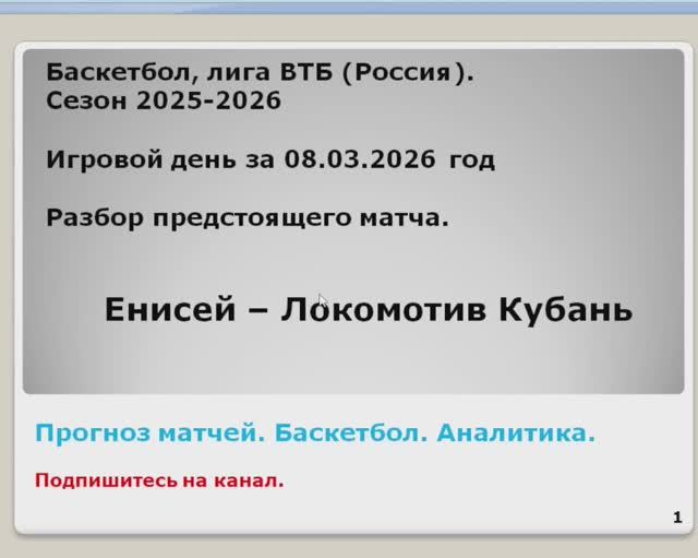 Прогноз на матч 08.03.26 Енисей Локомотив. Баскетбол