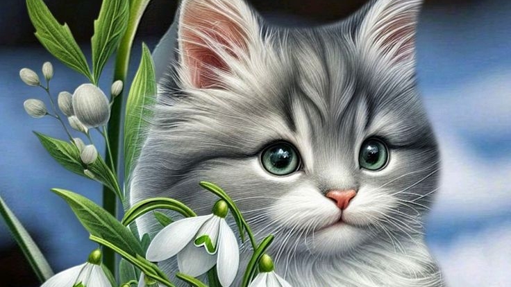 С первым днём весны ! С днём кошек. Красивая музыкальная открытка.
