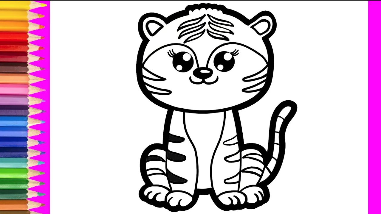 Мультик для детей-Как нарисовать ТИГРА для детей/ Простой рисунок ТИГРА