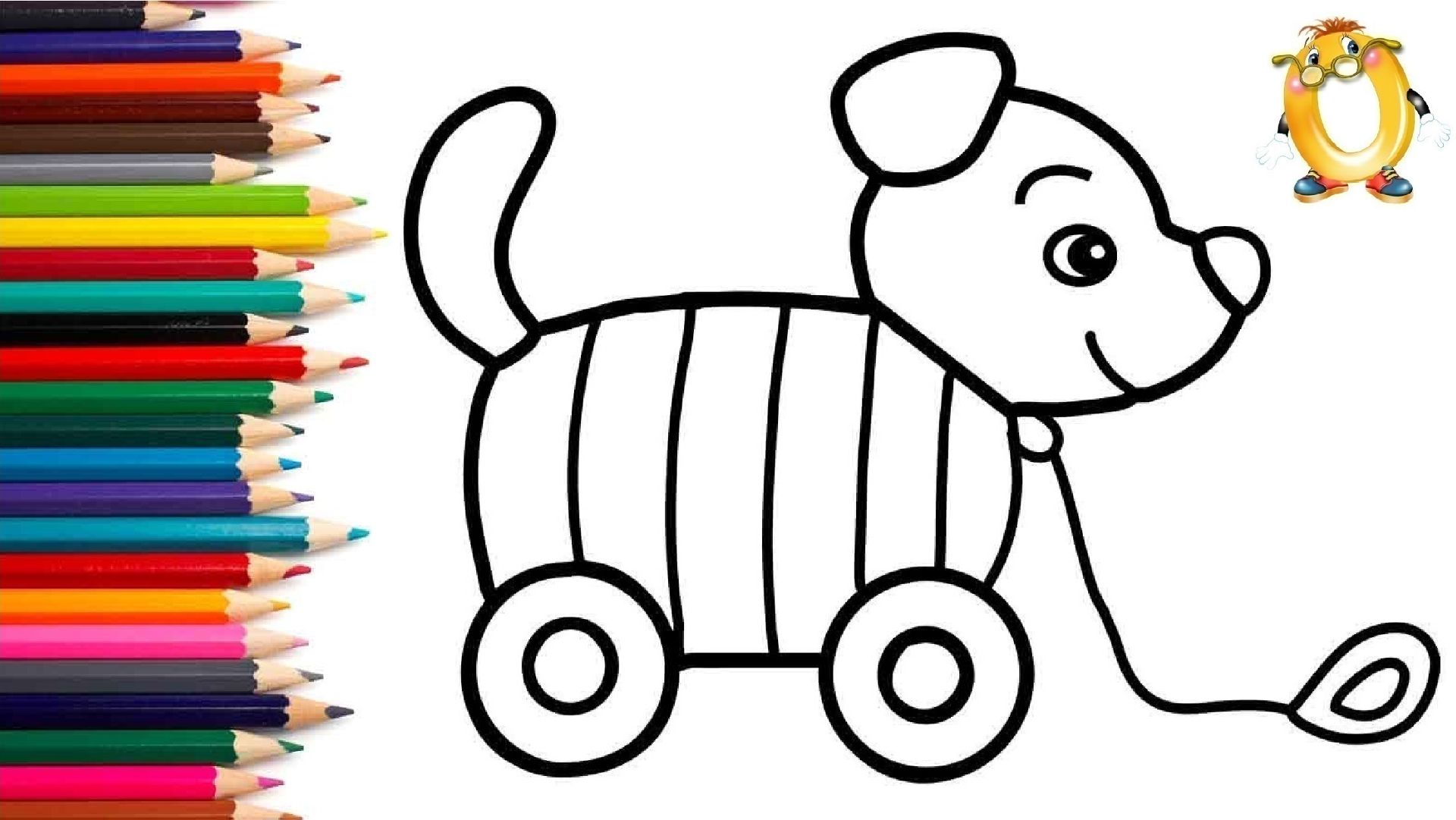 Мультик - раскраска для детей СОБАЧКА. Учимся как рисовать ИГРУШКУ СОБАКУ с детьми // ОБУЧАШКА ТВ
