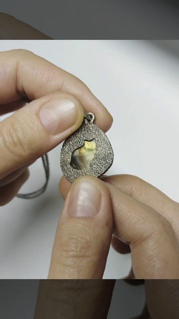 Кулон с лабрадоритом "Котик" (единственный экземпляр) (арт.НФЭ-1722-Н-лабр )