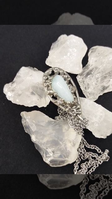 Кулон "Капля" с аквамарином фриформ (единственный экземпляр) (арт.НФЭ-1208-Н-аквамарин )