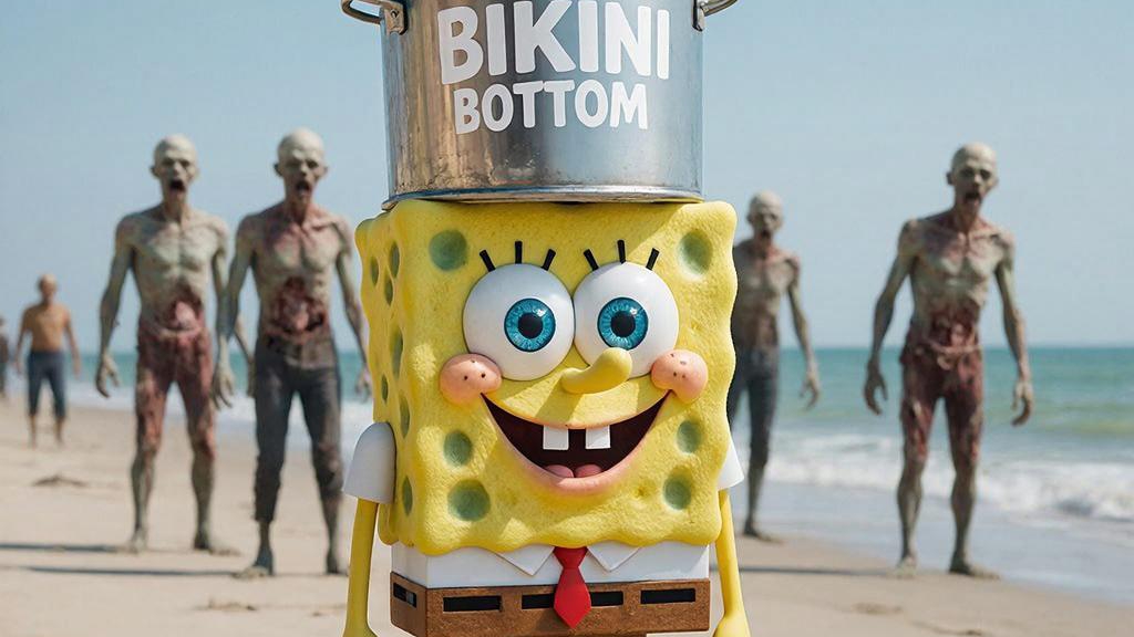 ГУБКА БОБ ПРОТИВ ЗОМБИ! *новая ИИ кринжатина*