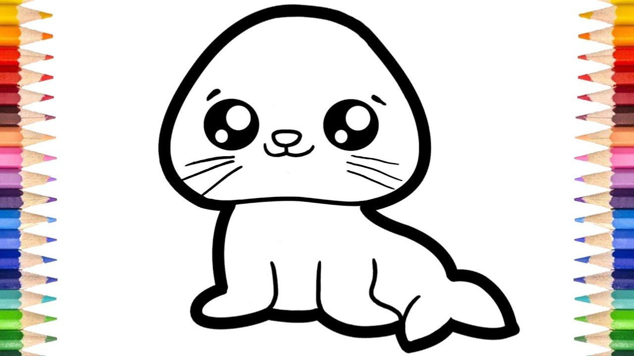 Как нарисовать МОРСКОГО КОТИКА поэтапно для детей/Уроки рисования