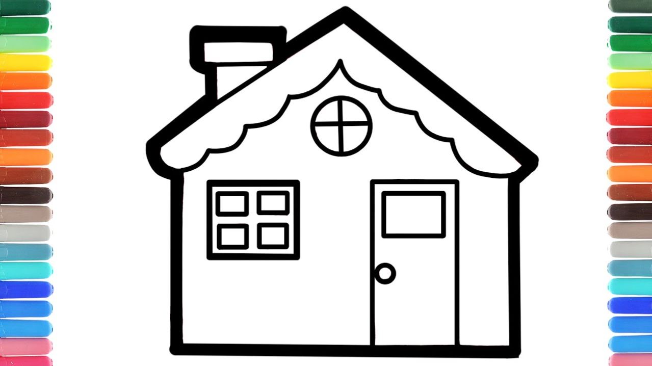 МУЛЬТИК для ДЕТЕЙ - Как нарисовать ДОМИК для детей/Простой рисунок ДОМИКА для детей