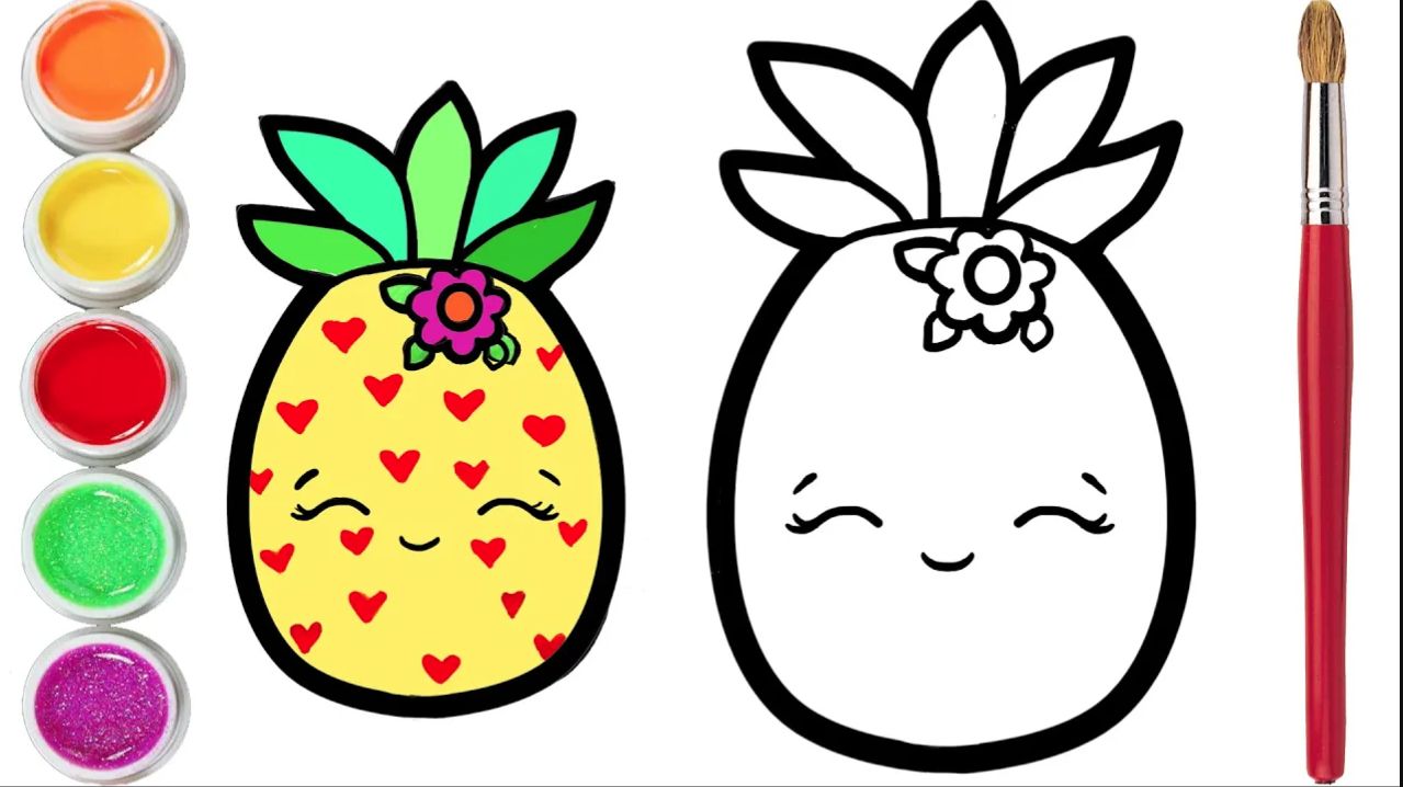 Мультик для детей-как нарисовать МИЛЫЙ АНАНАС для детей/Рисунок АНАНАСА для детей