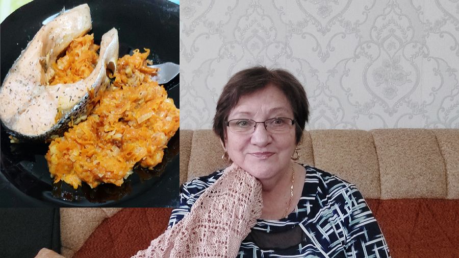 Кусок лосося на овощной подушке. 03.03.26