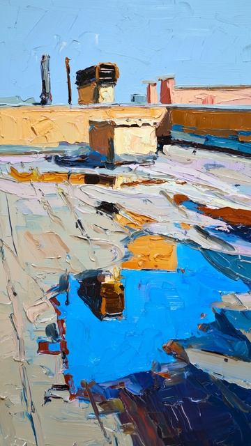 Лужи на крыше супермаркета (картина #1085) / Арт-студия Нормова