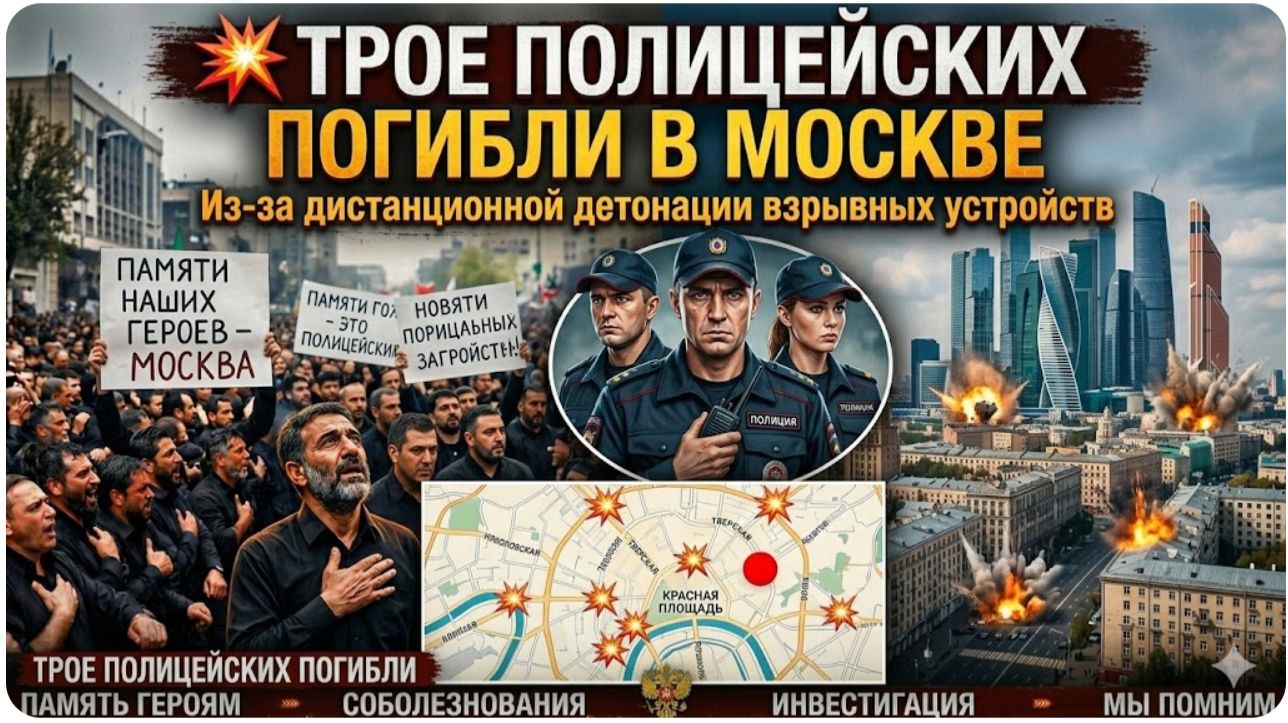 ⚡️Трое полицейских убиты в Москве. Предварительно, дистанционно сдетонировали взрывные устройств