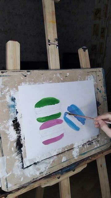 Рисуем макарунсы гуашью