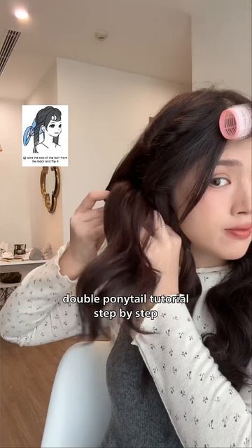 Двойной конский хвост шаг за шагом