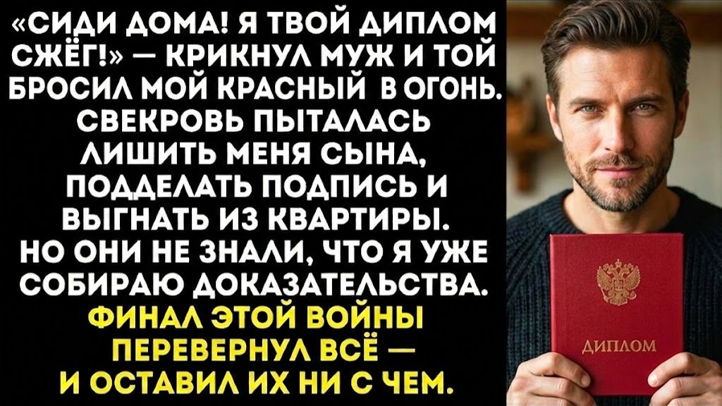 Житейские истории: «Я твой диплом сжёг!» — муж бросил его в огонь… но он не знал, ЧТО я готовлю