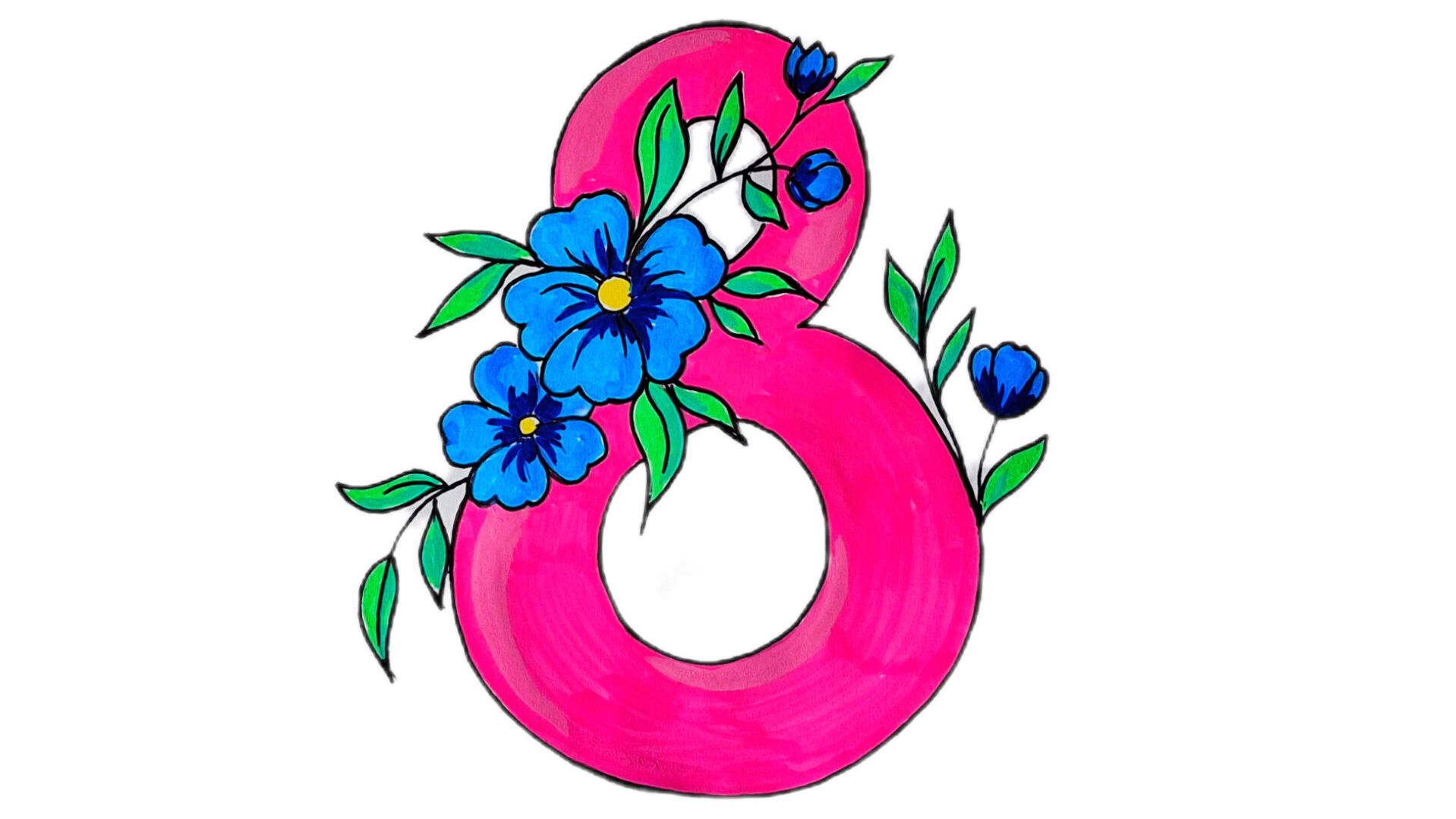 Как нарисовать 8 МАРТА / Красивый рисунок на 8 марта акриловыми маркерами