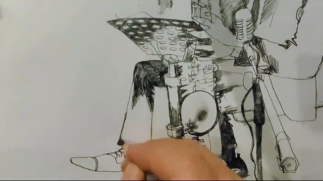 Дружеский шарж Зарисовка с натуры Карандаш Ускоренный фрагмент