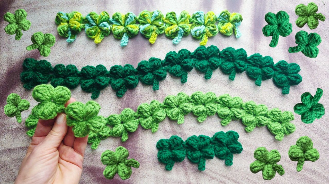 Обьемный Листок Клевера Крючком, Гирлянда На Удачу, Трилистник