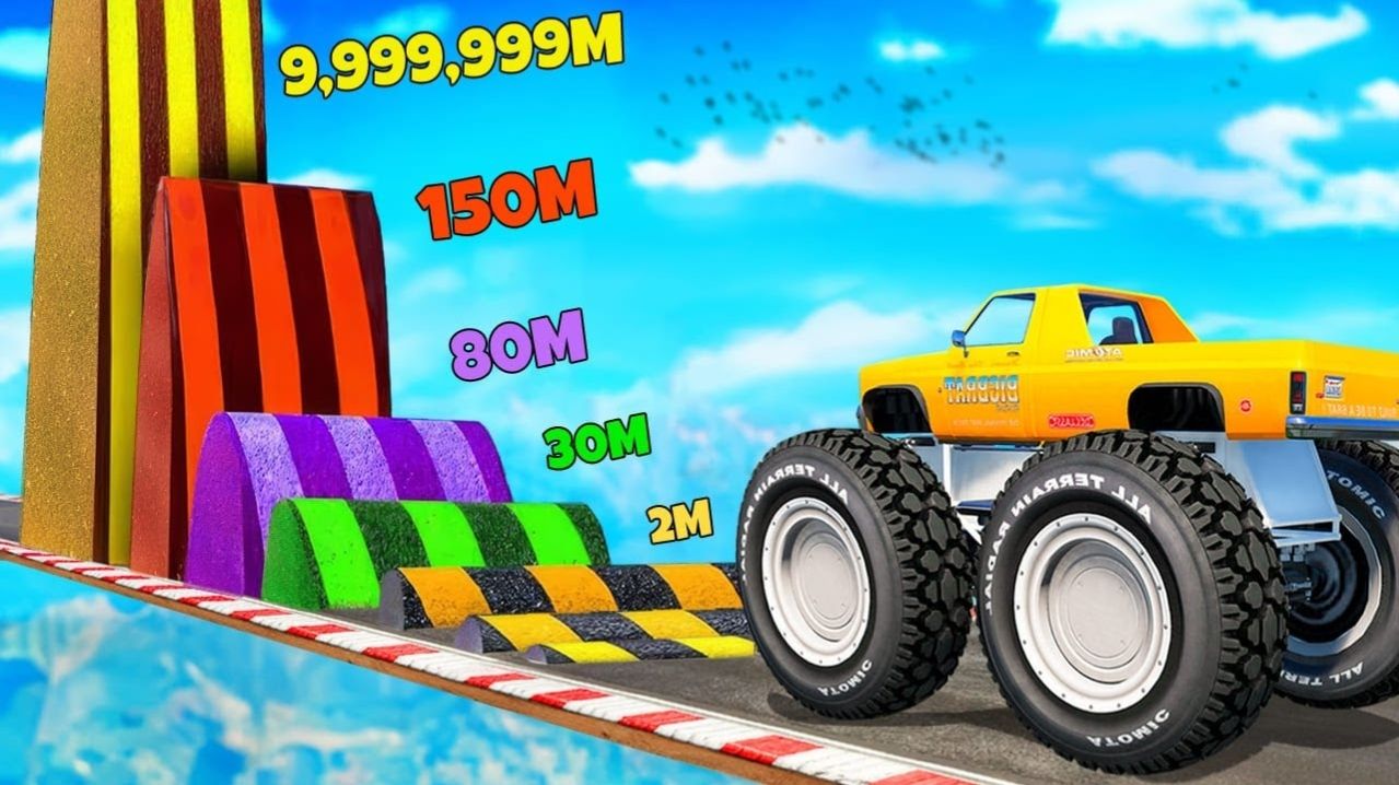 Сможет ли монстр трак проехать по лежачим полицейским в гта 5 ? - эксперимент в gta 5