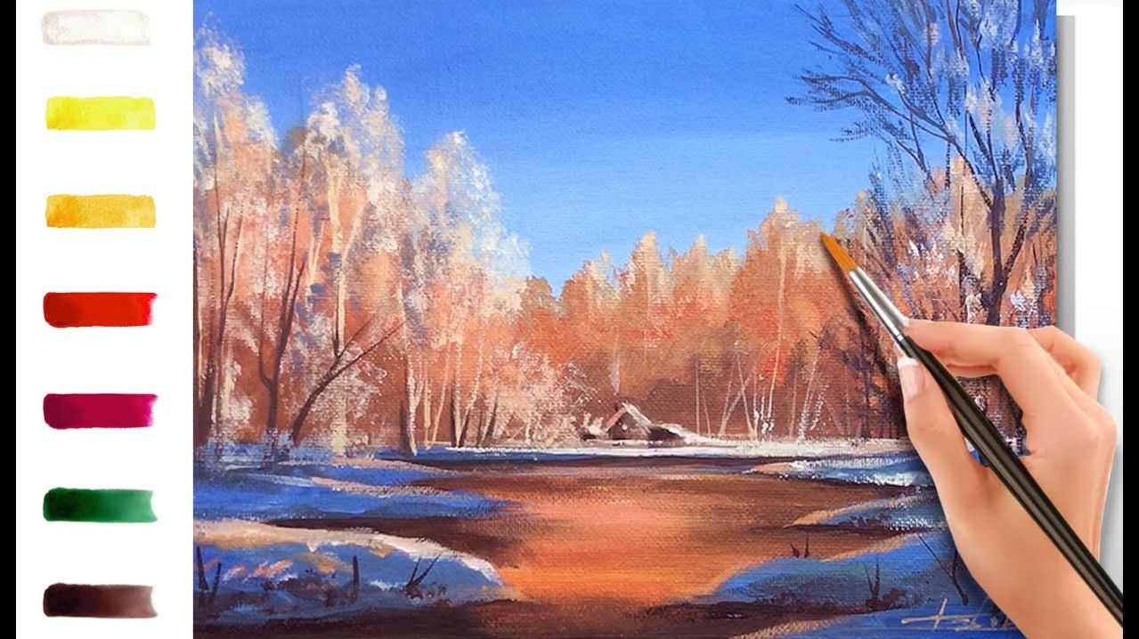 Мороз и солнце... Как нарисовать пейзаж АКРИЛ! Сезон 9-1| Мастер-класс ДЕМО