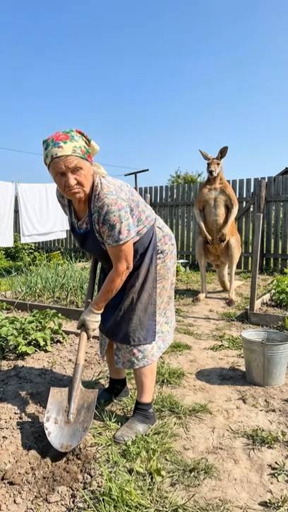 «Бабуля против Кенгуру Кардио по-деревенски 🦘💪»