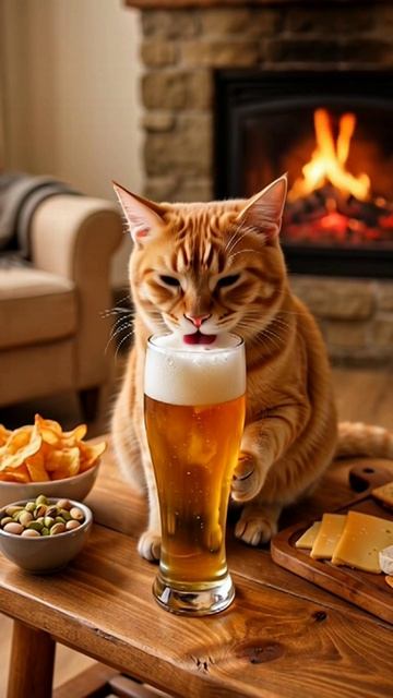 Кот Тимоха любит пиво