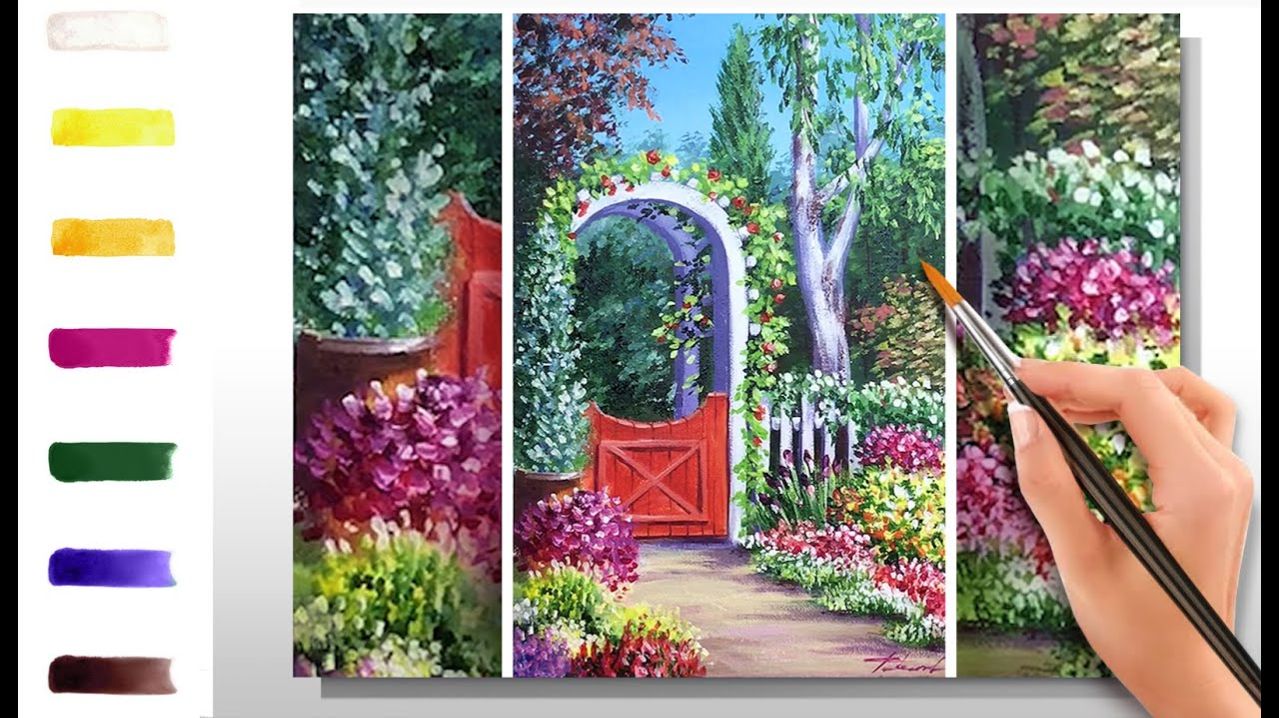 Калитка в сад. Как нарисовать пейзаж АКРИЛ! Сезон 9-12 | Мастер-класс ДЕМО