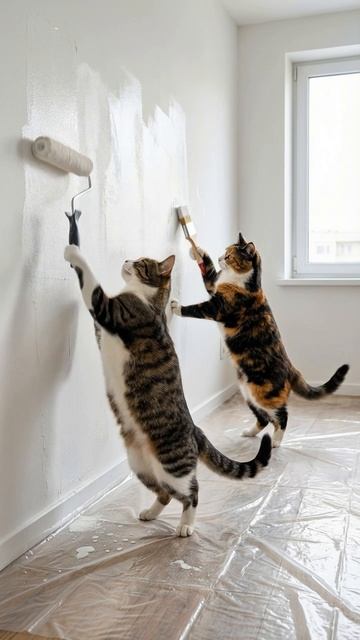 «Кот испачкал — получил по полной! 😼🎨 Жёсткая кошачья разборка»