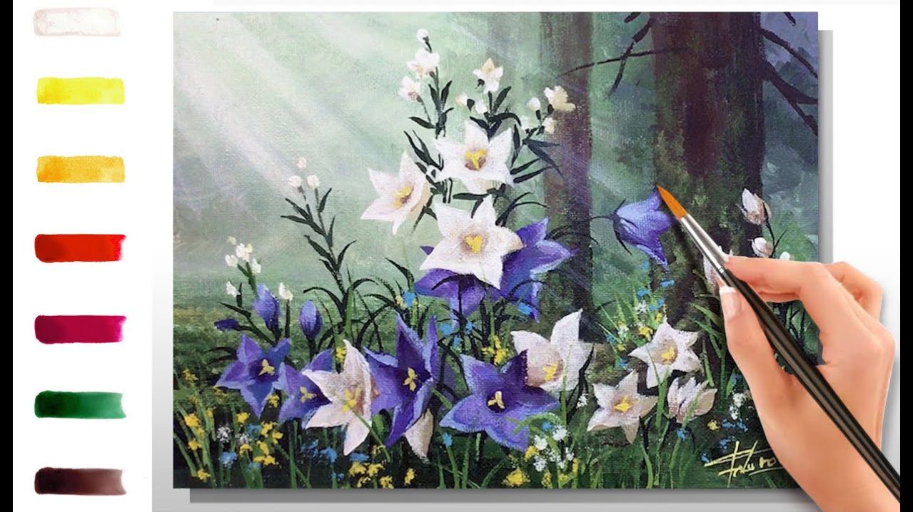 Лесной пейзаж и цветы. Как нарисовать АКРИЛ | Сезон 7-9 | Мастер-класс ДЕМО