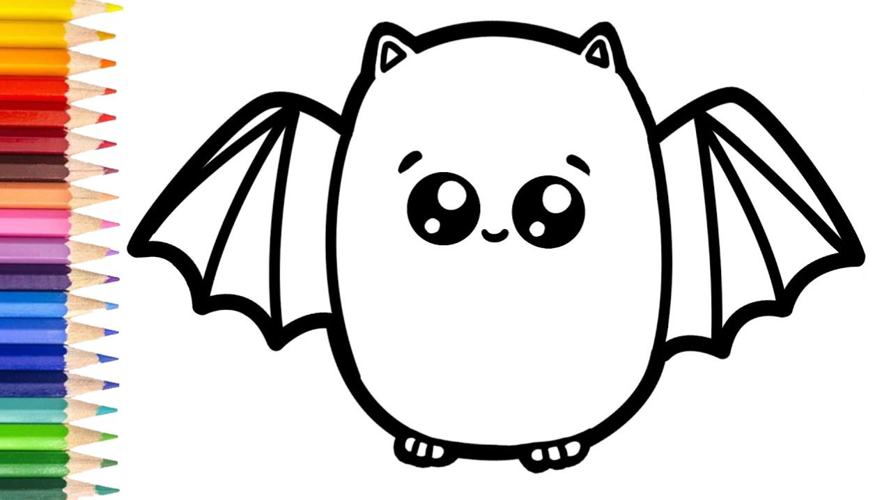 Мультик для детей-Рисуем картинку ЛЕТУЧАЯ МЫШЬ для детей