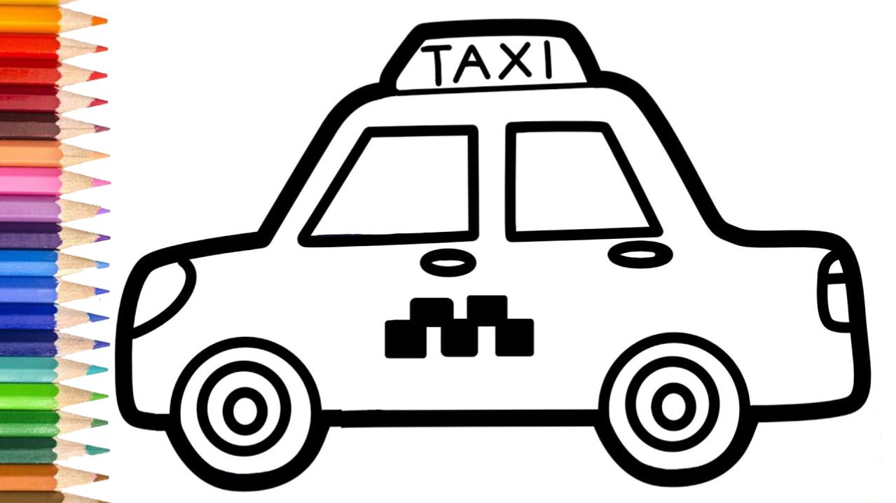 Мультик для детей-как нарисовать МАШИНУ ТАКСИ для детей/Простой рисунок МАШИНКИ для детей