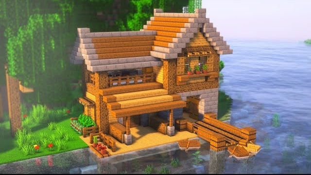 Инструкция по постройке дома в Майнкрафт : Как построить домик на озере для начинающих