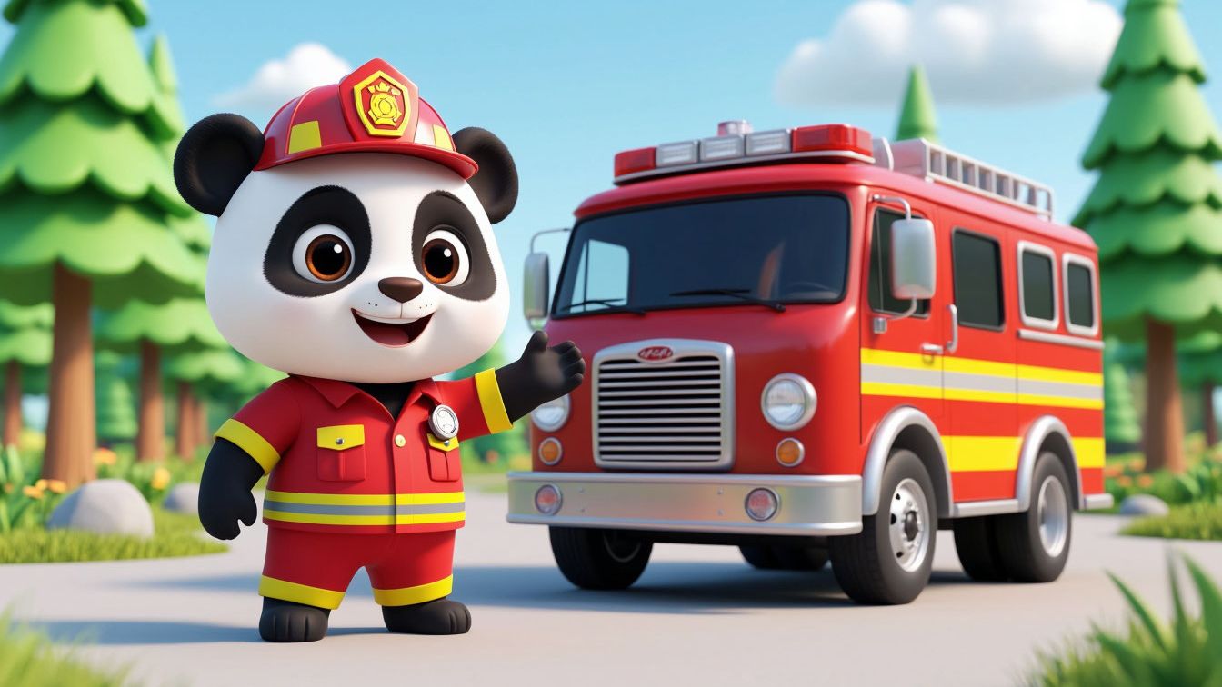 🚒НА ПОЖАРНОЙ МАШИНЕ С ПАНДОЧКОЙ | Развивающие мультфильмы