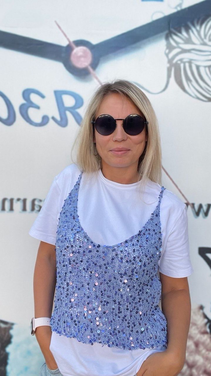 Обзор вязаный топ с пайетками