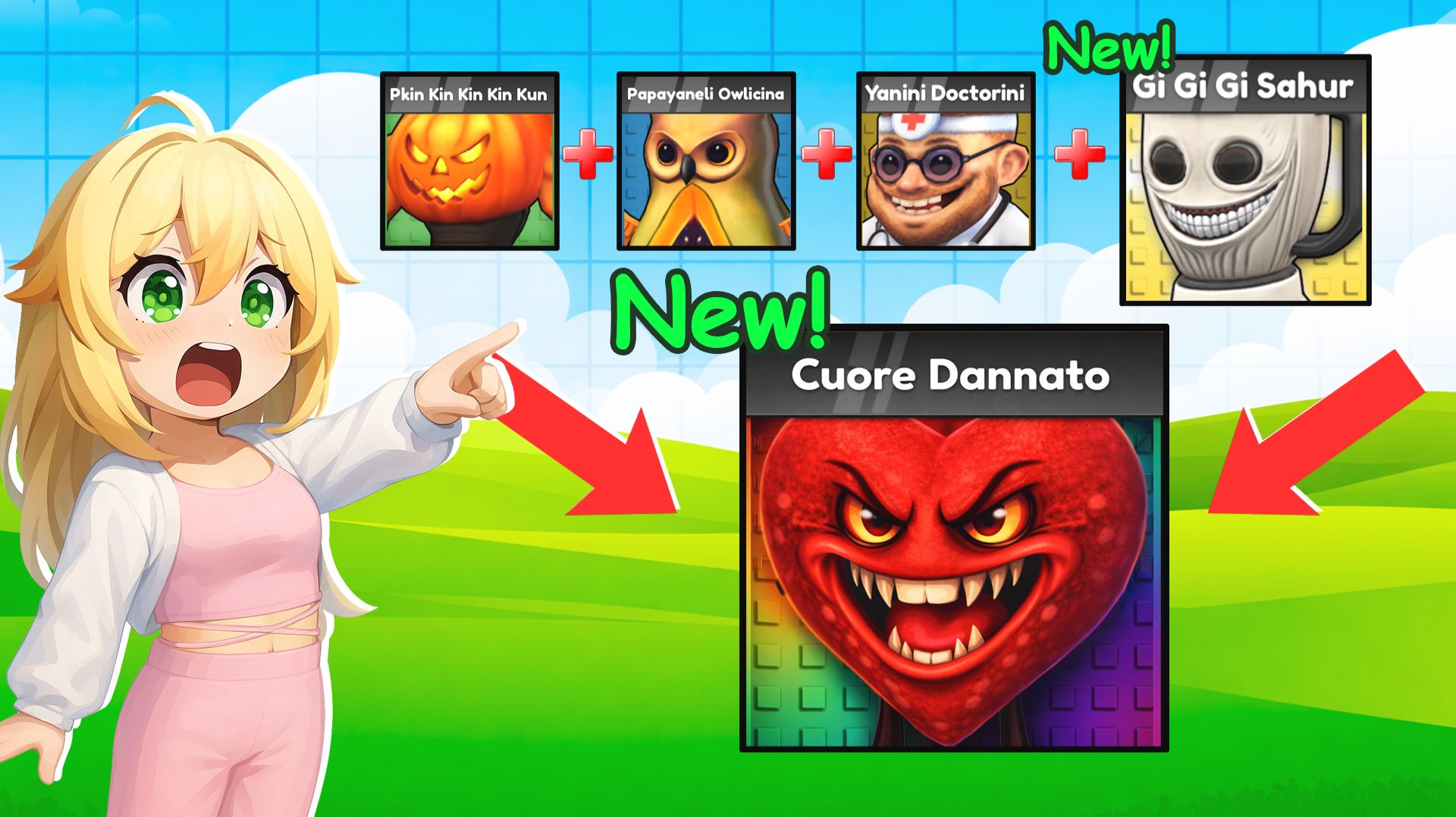 Объедини Брейнротов и получи Cuore Dannato в Craft a Brainrot Роблокс | БлокиТоки