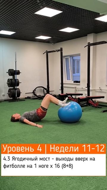 4.3 Ягодичный мост - выходы вверх на фитболле на 1 ноге