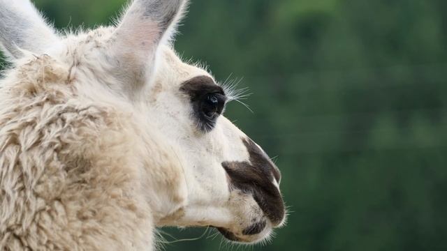 Белая альпака на природе