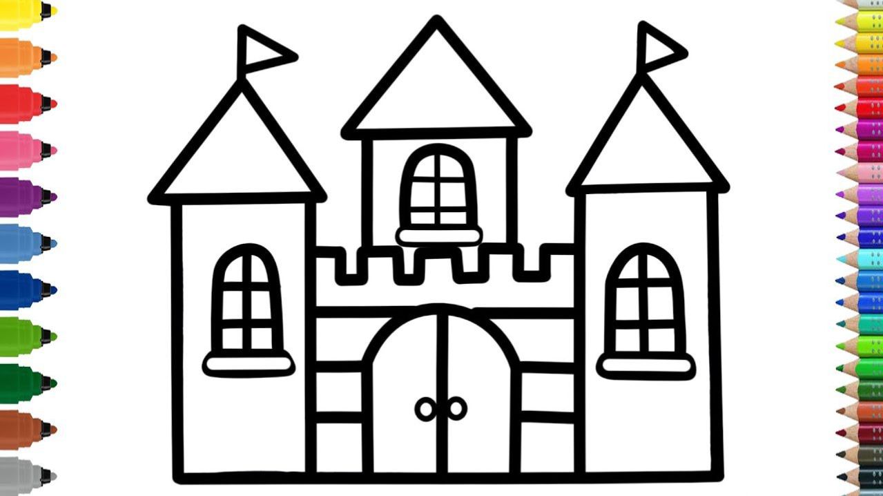 Мультик для детей-Как нарисовать ЗАМОК ПРИНЦЕССЫ/Рисунок и раскраска ДВОРЦА