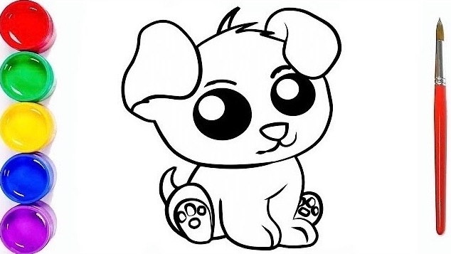 Рисунок раскраска щенок. Как нарисовать собаку