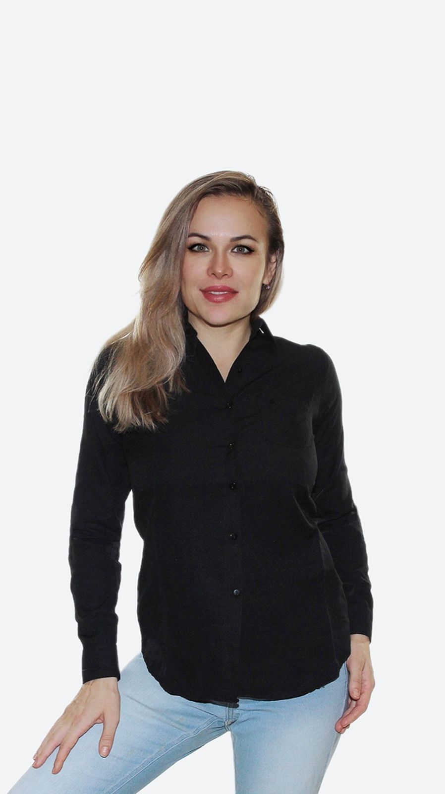 Женская хлопковая рубашка черного цвета