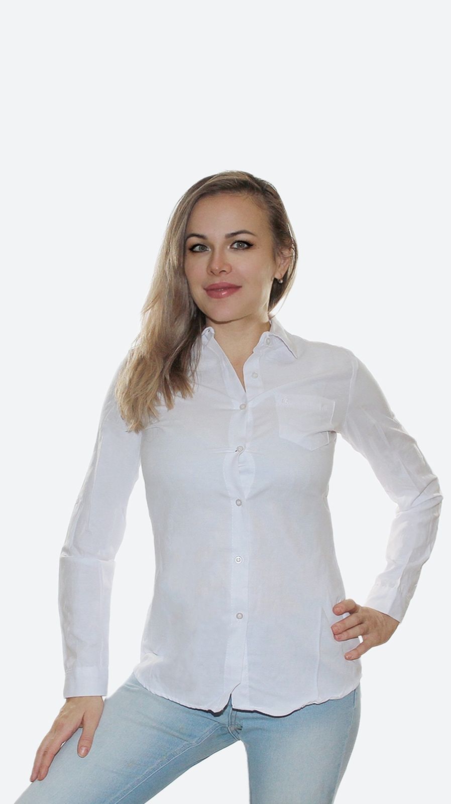 Женская хлопковая рубашка белого цвета