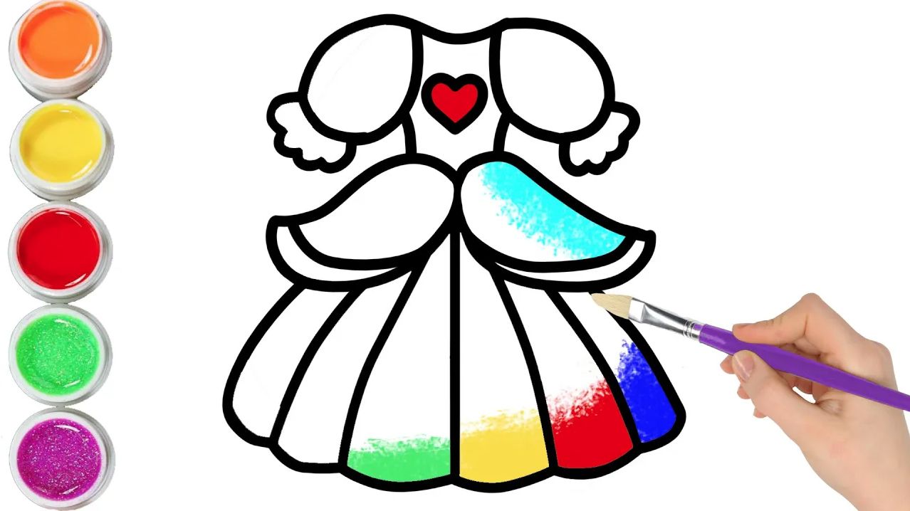 Мультик для детей-Рисование ПЛАТЬЯ👗 /Как просто нарисовать ПЛАТЬЕ для детей