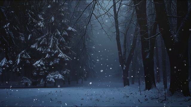 Зимняя снежная ночь — Белый шум и релакс для сна — 3 часа