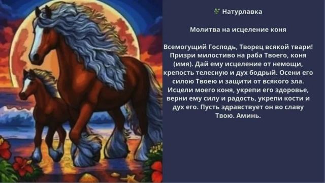 Молитва на исцеление коня.