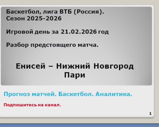 Прогноз матча Енисей Нижний Новгород Пари 21.02.2026 Баскетбол.