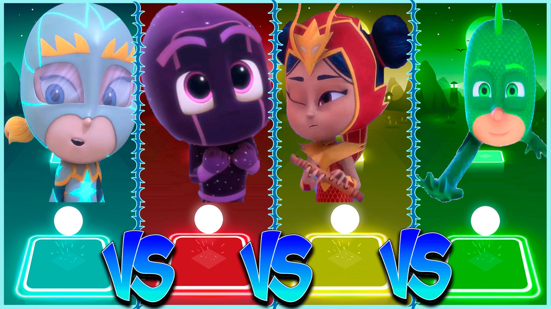 Герои в масках Coffin Dance в Tiles Hop lvl 2 - Мультик PJ Masks