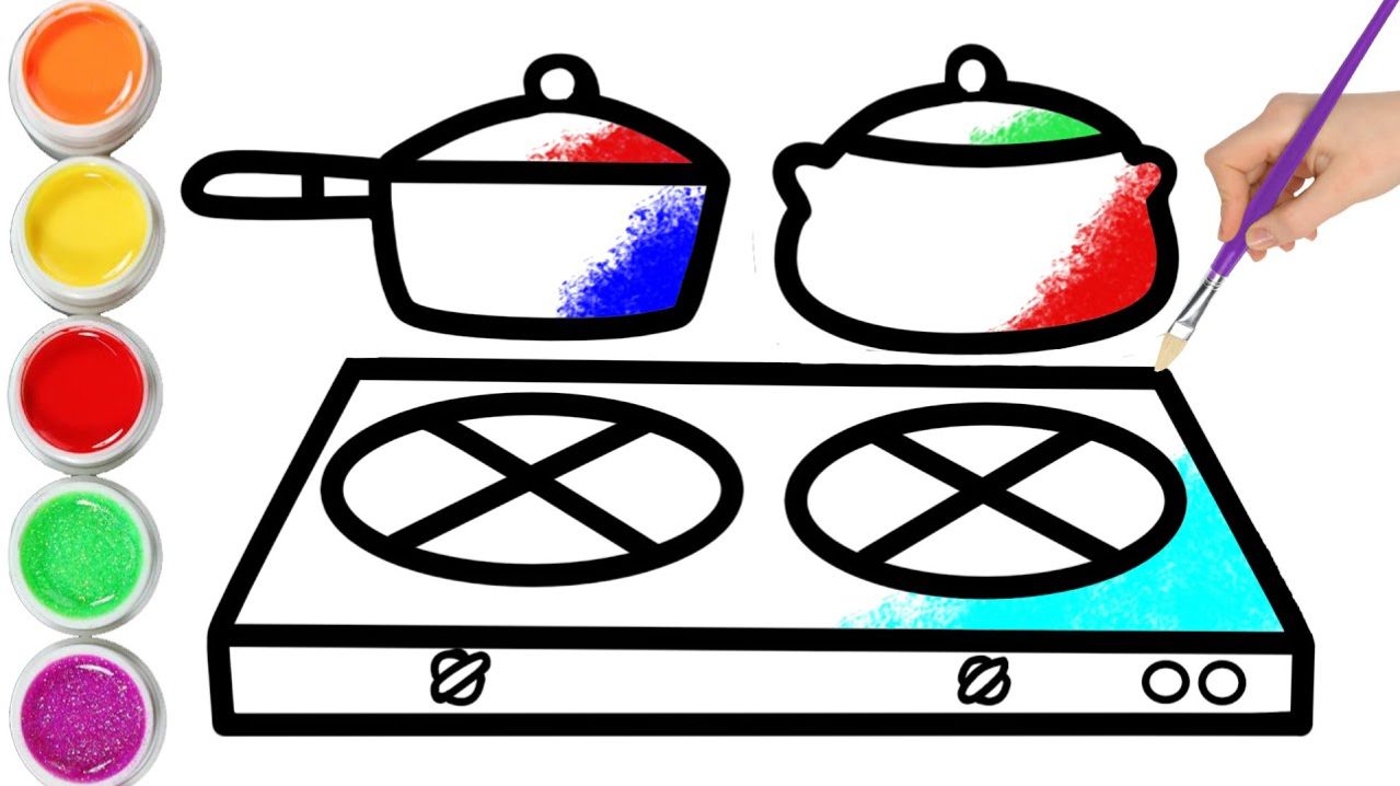 Мультик для детей-Рисование КУХОННОЙ ПЛИТЫ для детей/Как нарисовать ПЛИТУ для детей